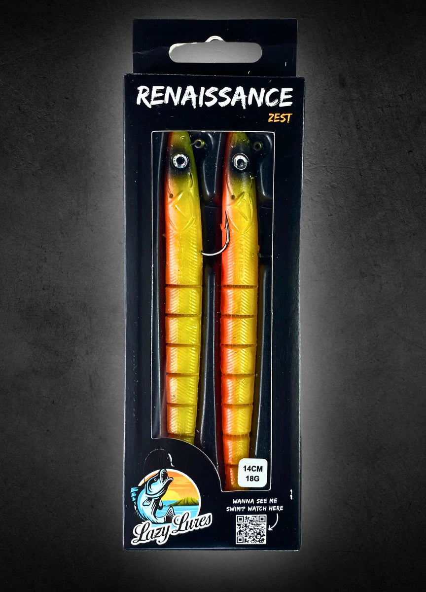 Lazy Lures Renaissance Eels - Zest – Baits'R'Us